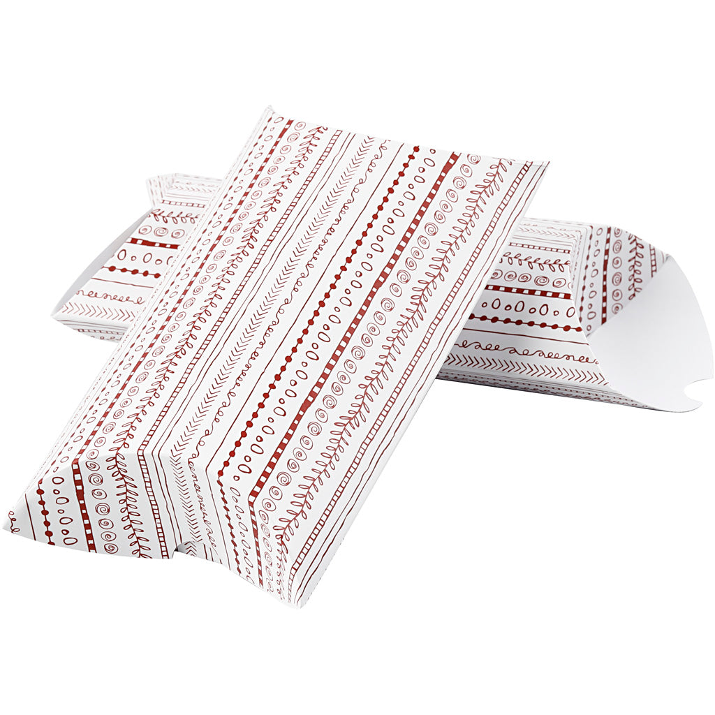 Pillow box, red, doodles, size 23,9x15x6 cm, 300 g, 3 pc/ 1 pack