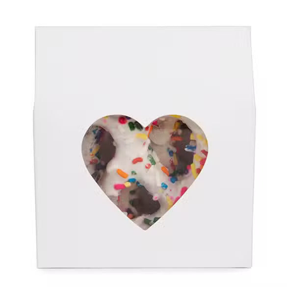 Kraft Gift Boxes White with Heart Window 8,9x3,8x10,2 cm - 25 pieces