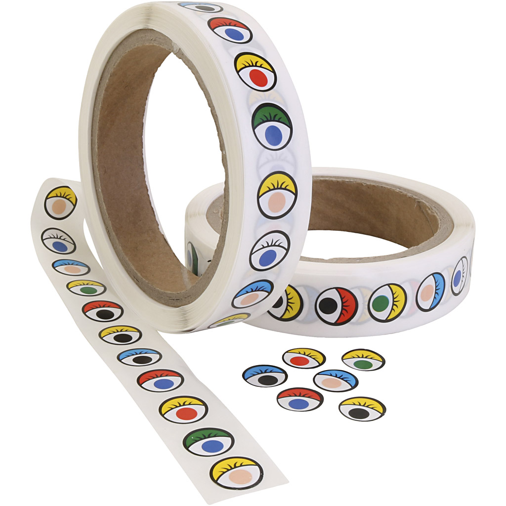 Sticker eyes, dia. 13 mm, assorted colours, 2000pc/ 1 pack [HOB-230149 ...
