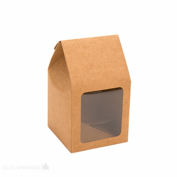 Kraft Gift Boxes with Window 8.9x8.9x16.5cm (25 pieces) [FS320] - Packlinq